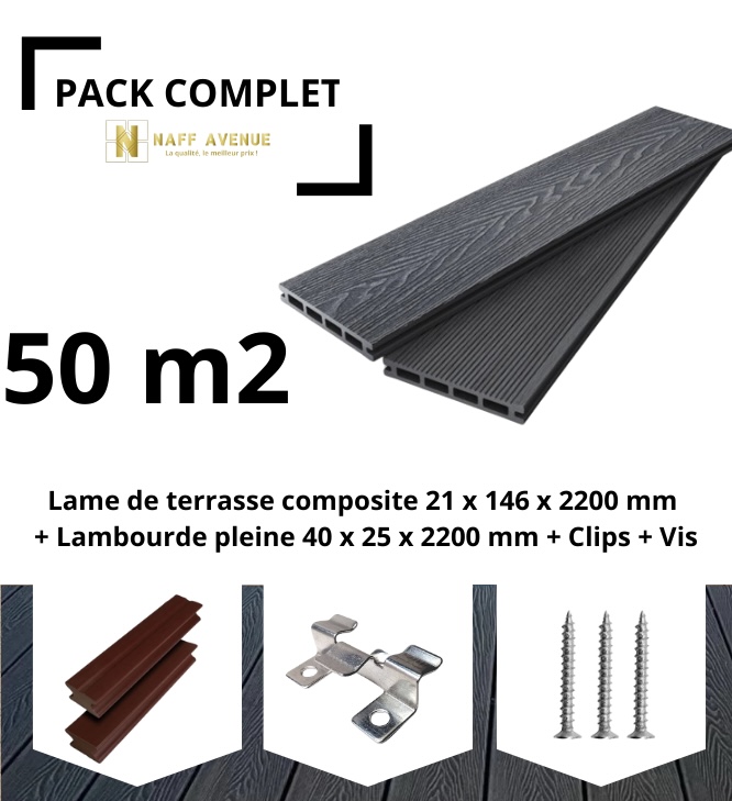 Terrasse composite - Kit complet 50 m2